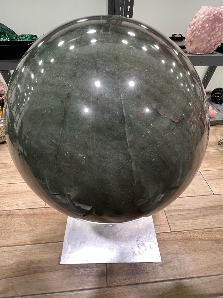 KALIFANO | Green Quartz Sphere For Sale - 286 lbs / 16.5" diameter